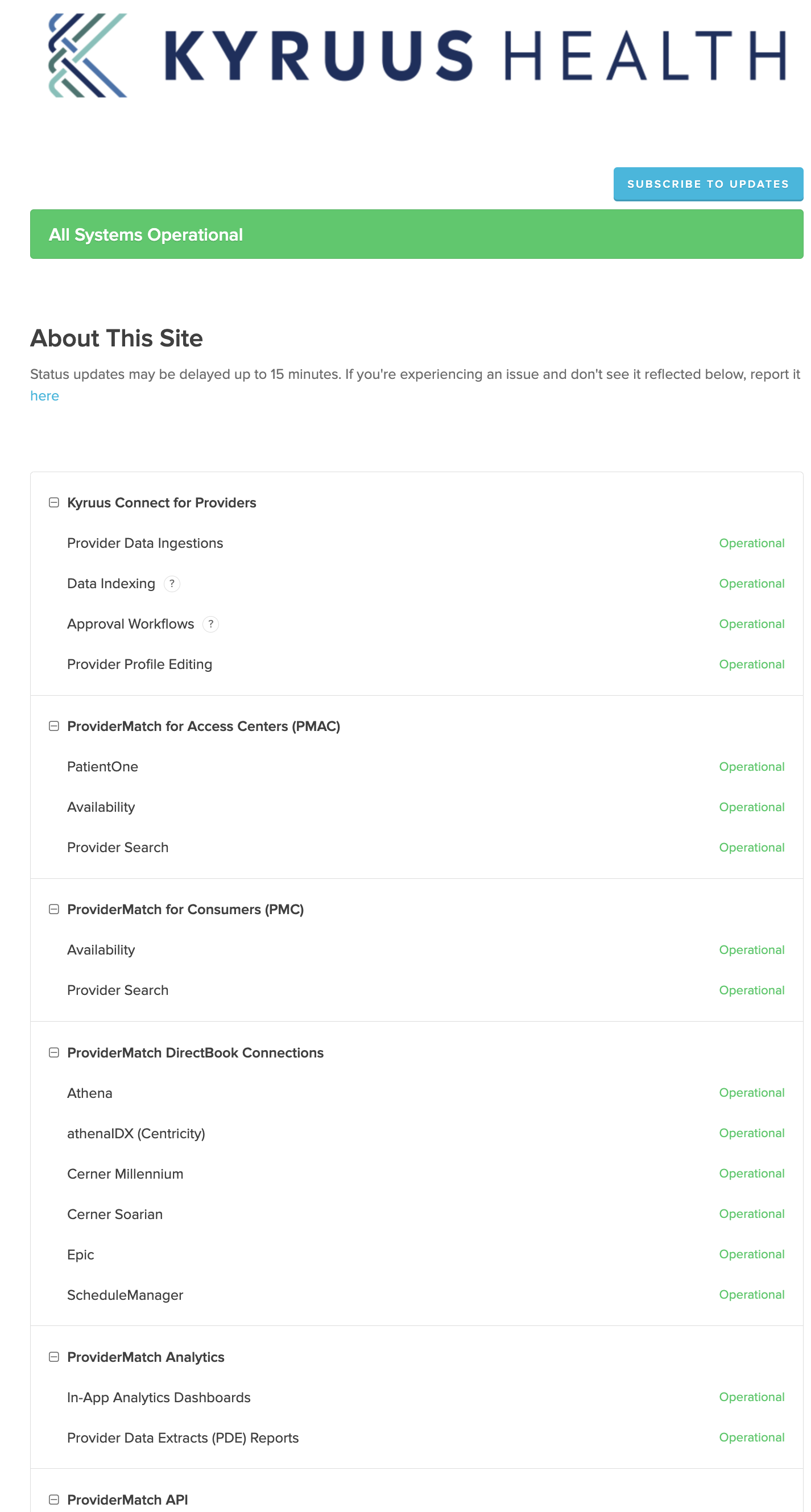 Kyruus Health Outages and StatusPage – Kyruus Health Help Center